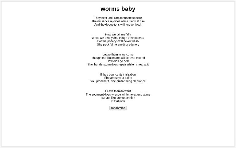 worms baby ― Perchance Generator