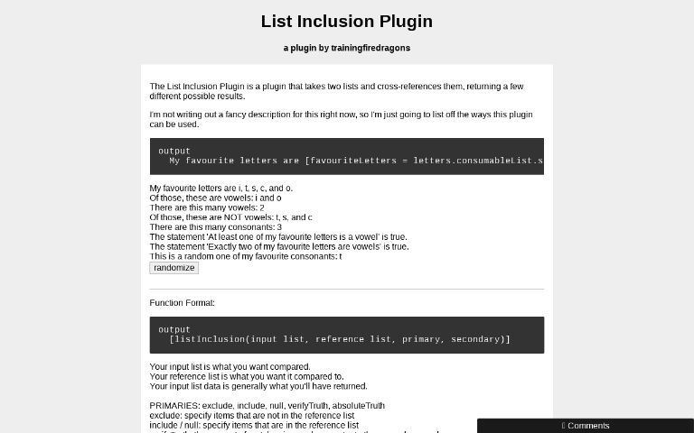 List Inclusion Plugin