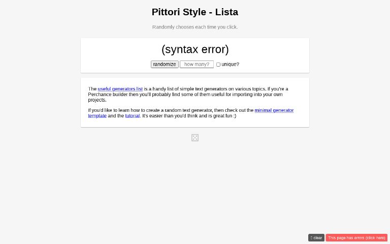 Pittori Style - Lista ― Perchance Generator