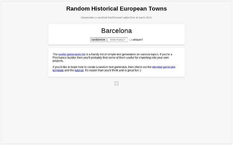 Random Historical European Towns ― Perchance Generator