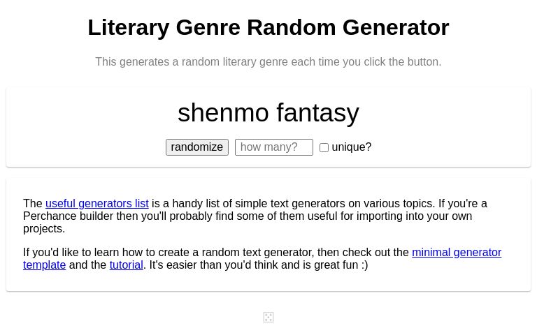 Literary Genre Random Generator