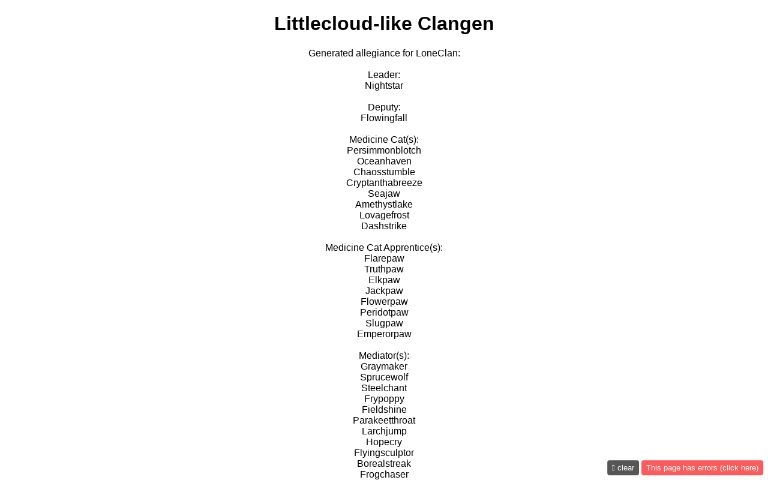 Littlecloud-like Clangen ― Perchance Generator