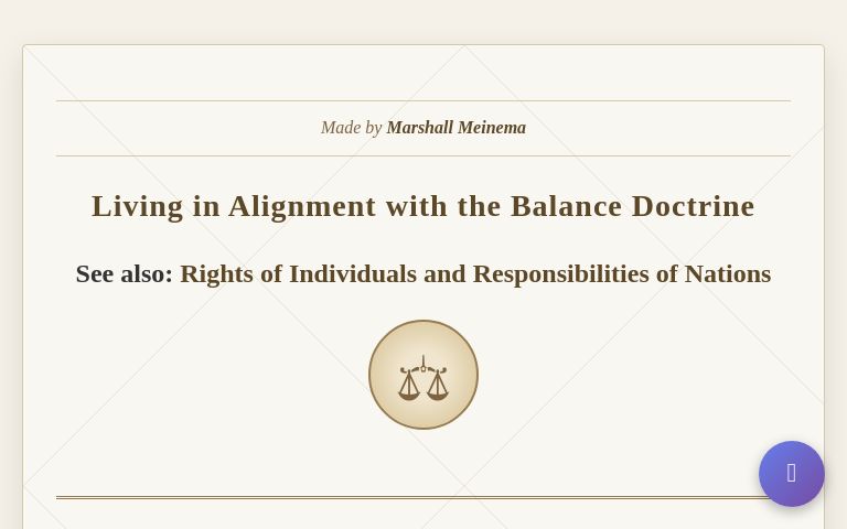 Living in Alignment with the Balance Doctrine ― Perchance Generator