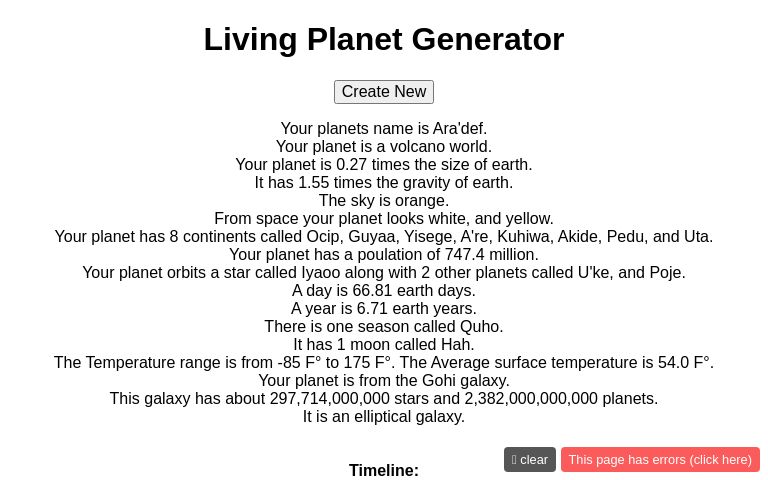 Living Planet Generator