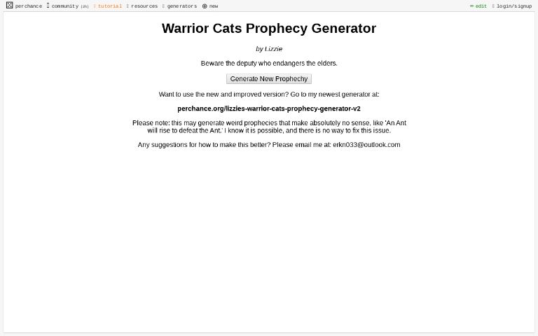 Warrior Cats Prophecy Generator