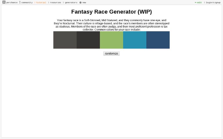 Fantasy Race Generator (WIP)