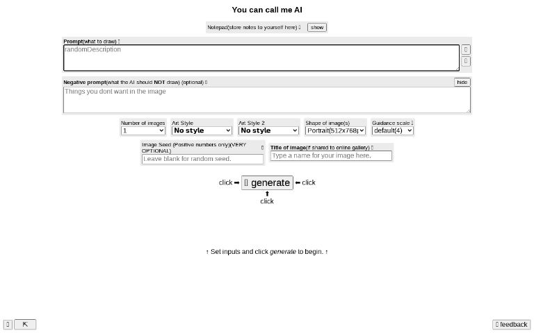 You can call me AI ― Perchance Generator