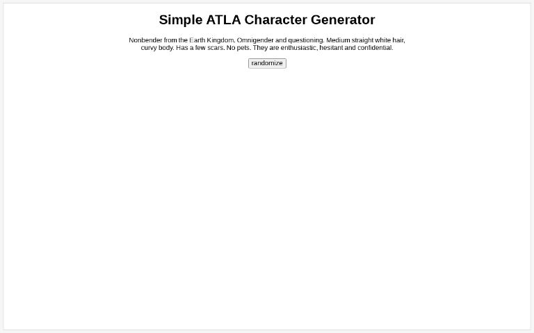 Simple ATLA Character Generator