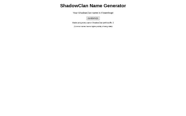 ShadowClan Name Generator