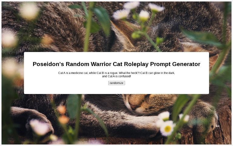 Poseidon's Random Warrior Cat Roleplay Prompt Generator
