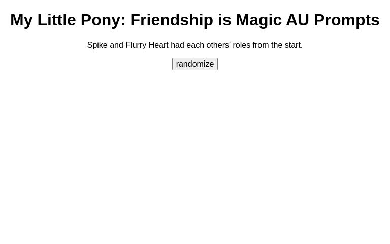 My Little Pony: Friendship is Magic AU Prompts ― Perchance Generator