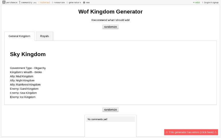 Wof Kingdom Generator