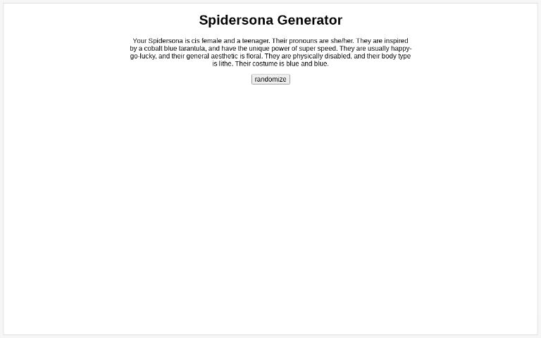 Spidersona Generator