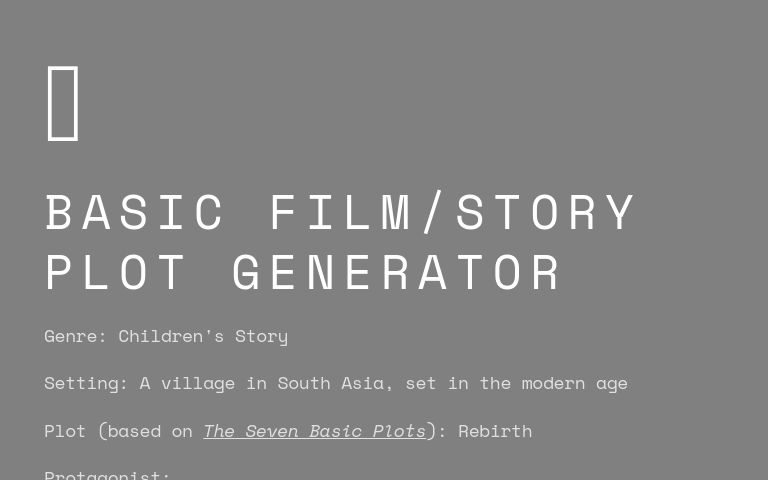 basic film/story plot generator