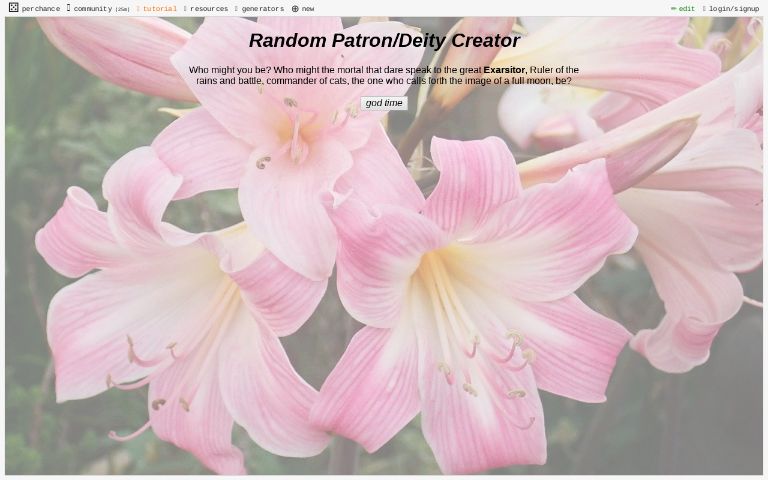 Random Patron/Deity Creator ― Perchance Generator