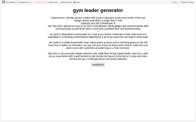 gym leader generator