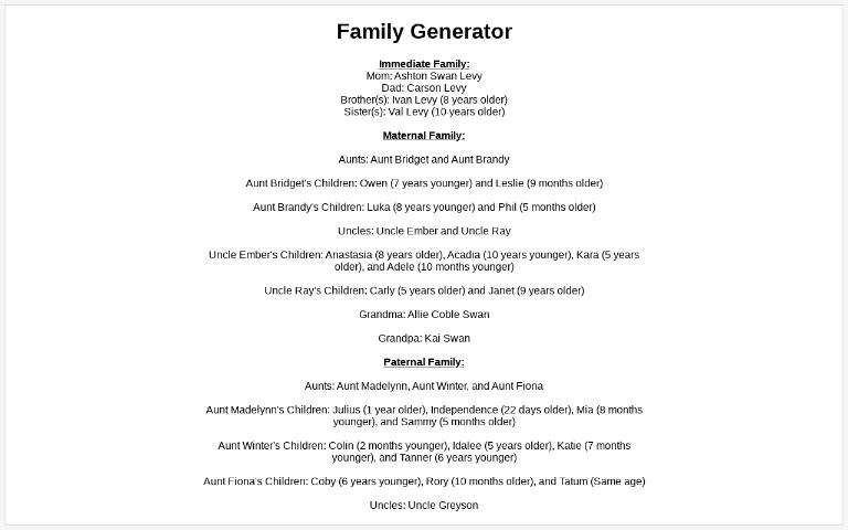 Family Generator