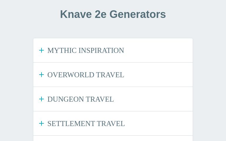 Knave 2e Generators
