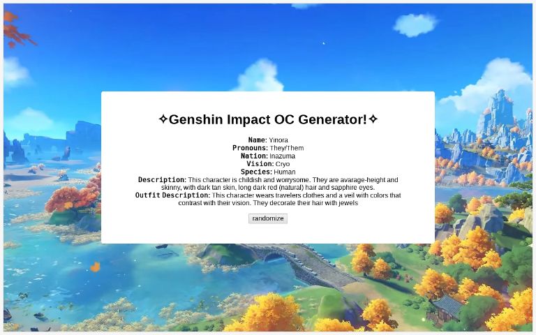 Genshin Impact OC Generator!