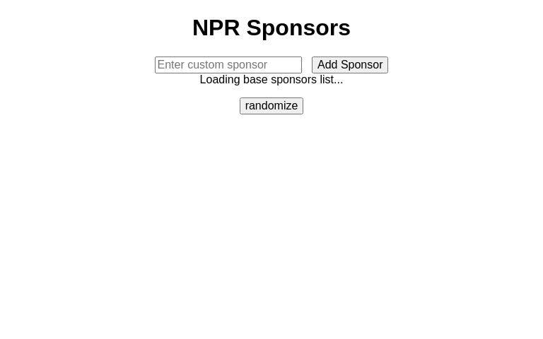 NPR Sponsors ― Perchance Generator