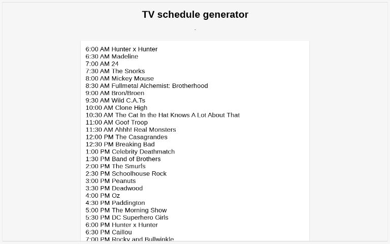TV schedule generator