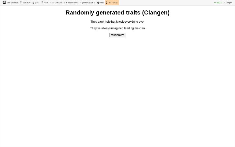Randomly generated traits (Clangen)