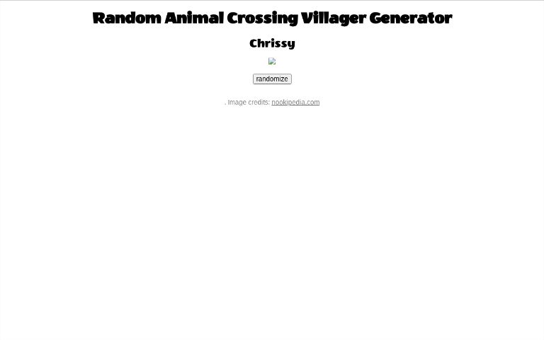 Random Animal Crossing Villager Generator