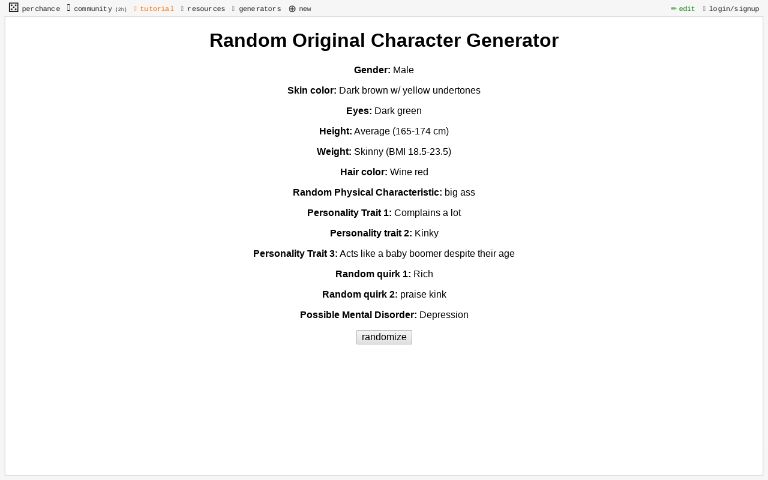 Random Original Character Generator