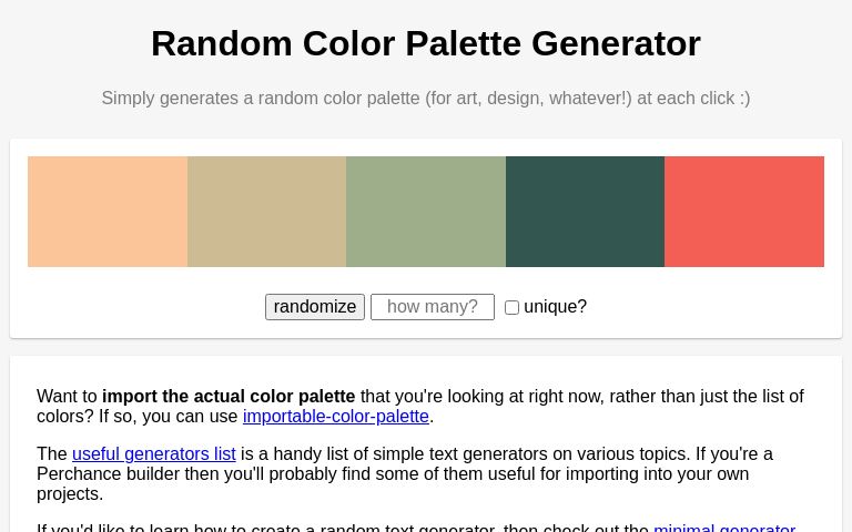 Random Color Palette Generator