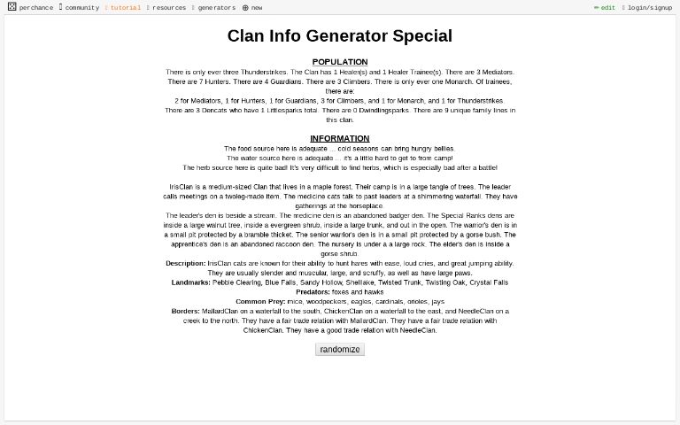 Clan Info Generator Special