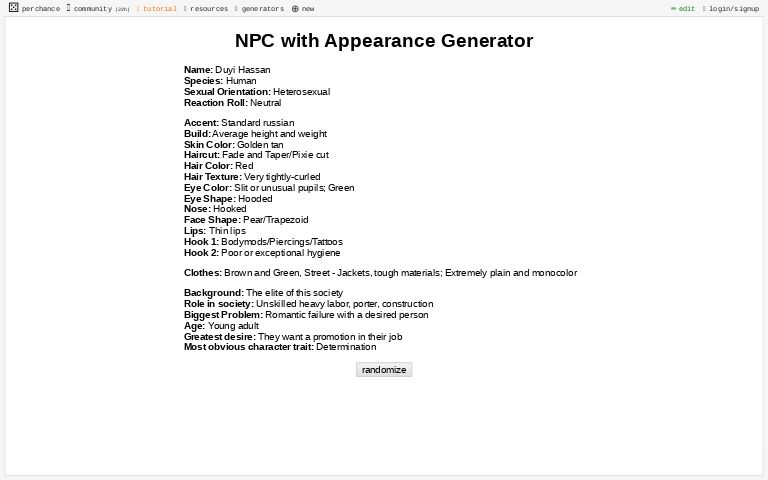 NPC with Appearance Generator