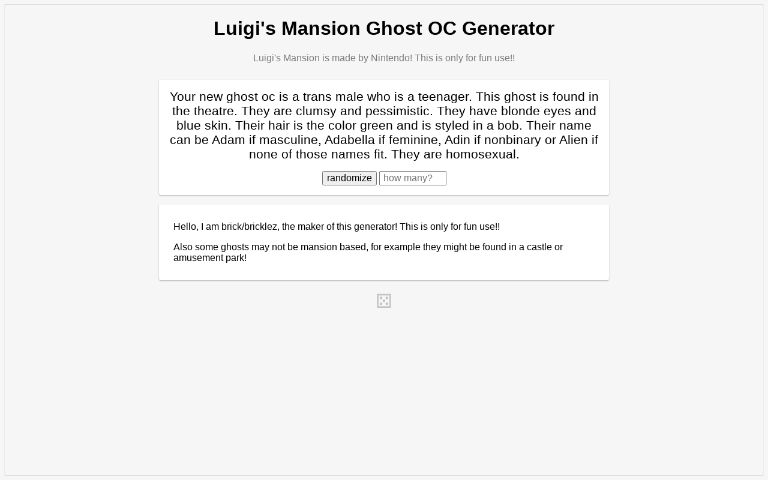 Luigi's Mansion Ghost OC Generator