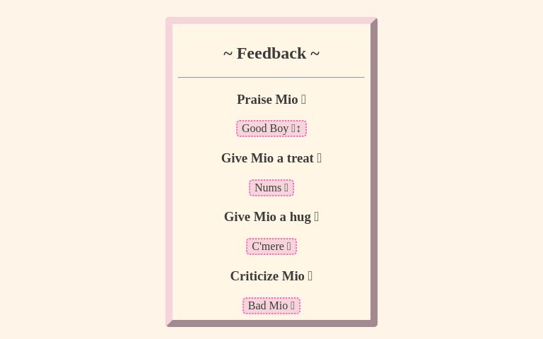 ~ Feedback ~ ― Perchance Generator