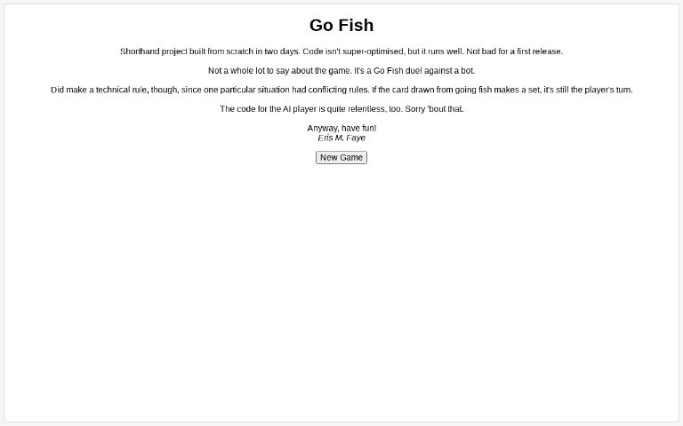 Go Fish Cardgame ― Perchance Generator
