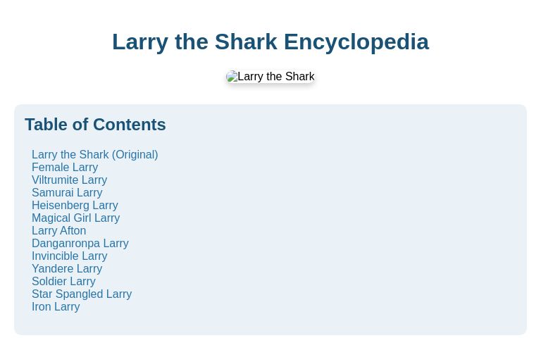 Larry the Shark Encyclopedia ― Perchance Generator