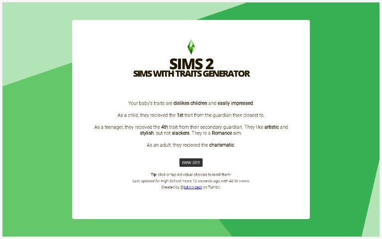 Sims 2 ― Perchance Generator