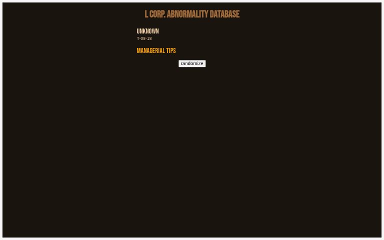 L Corp. Abnormality Database ― Perchance Generator
