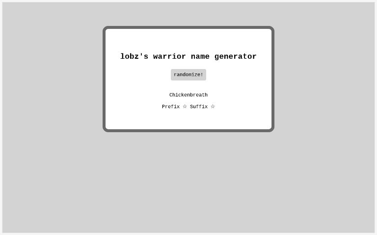 Lobz's Warrior Name Generator