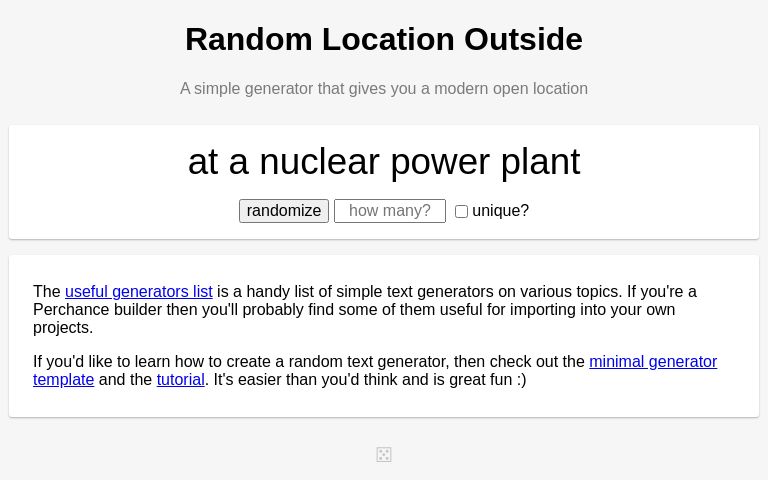 Random Location Outside ― Perchance Generator