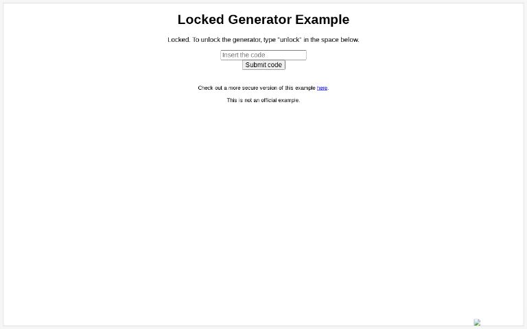 Locked Generator Example