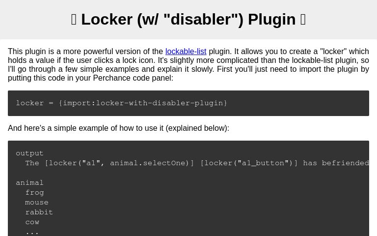 🔐 Locker (w/ "disabler") Plugin 🔓