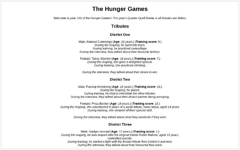 The Hunger Games ― Perchance Generator