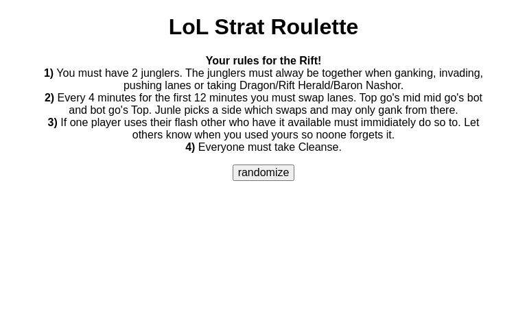 LoL Strat Roulette ― Perchance Generator