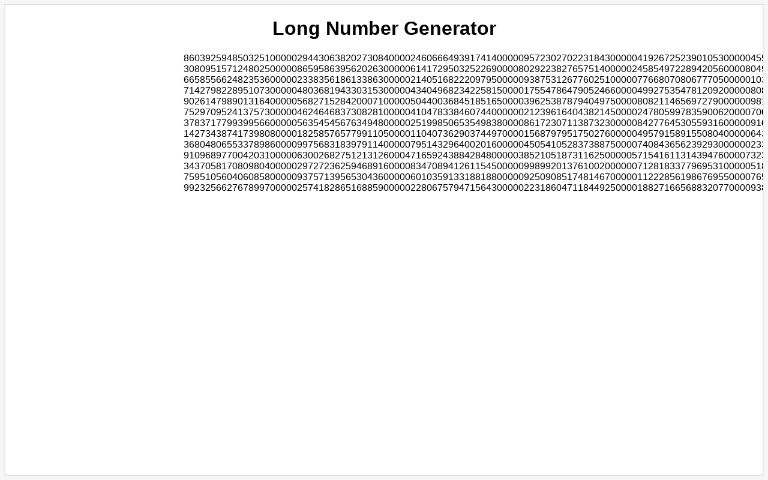 Long Number Generator