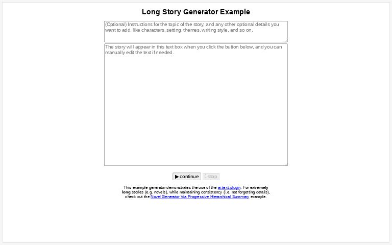 Long Story Generator Example