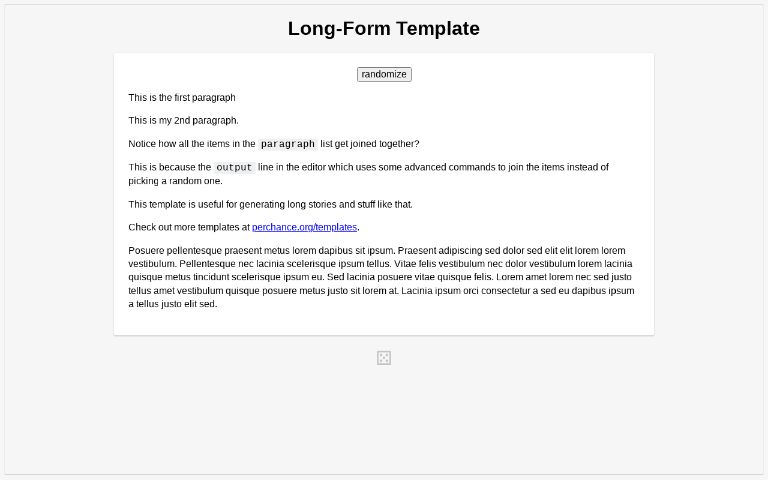 Long-Form Template ― Perchance Generator
