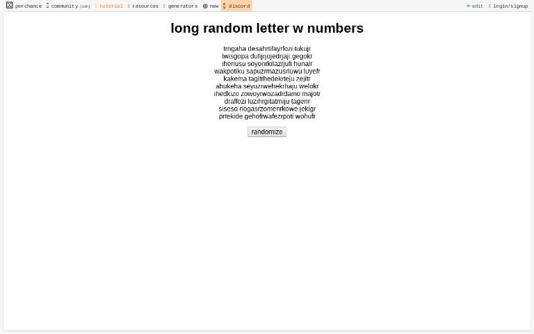 long random letter w numbers ― Perchance Generator