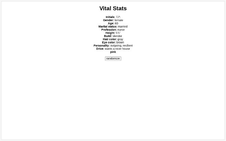 Vital Stats ― Perchance Generator