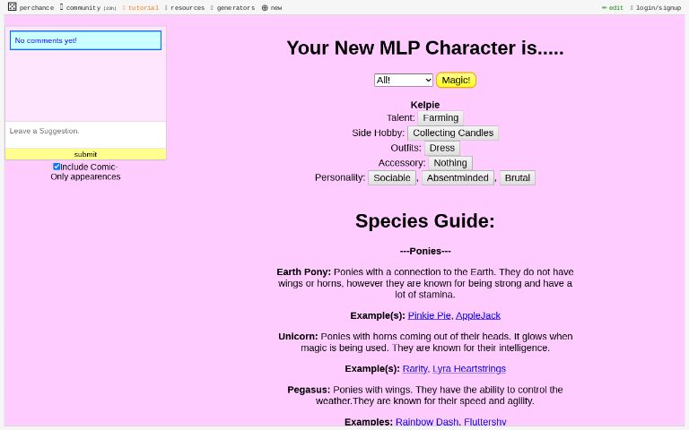 Your New MLP Character is..... ― Perchance Generator
