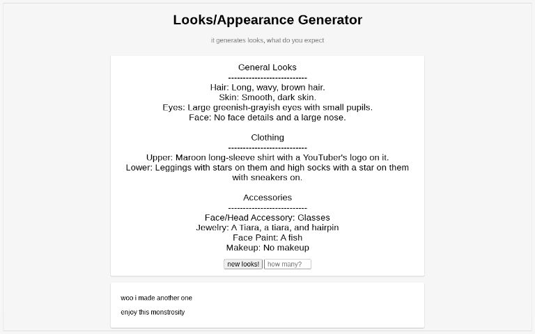 Looks/Appearance Generator